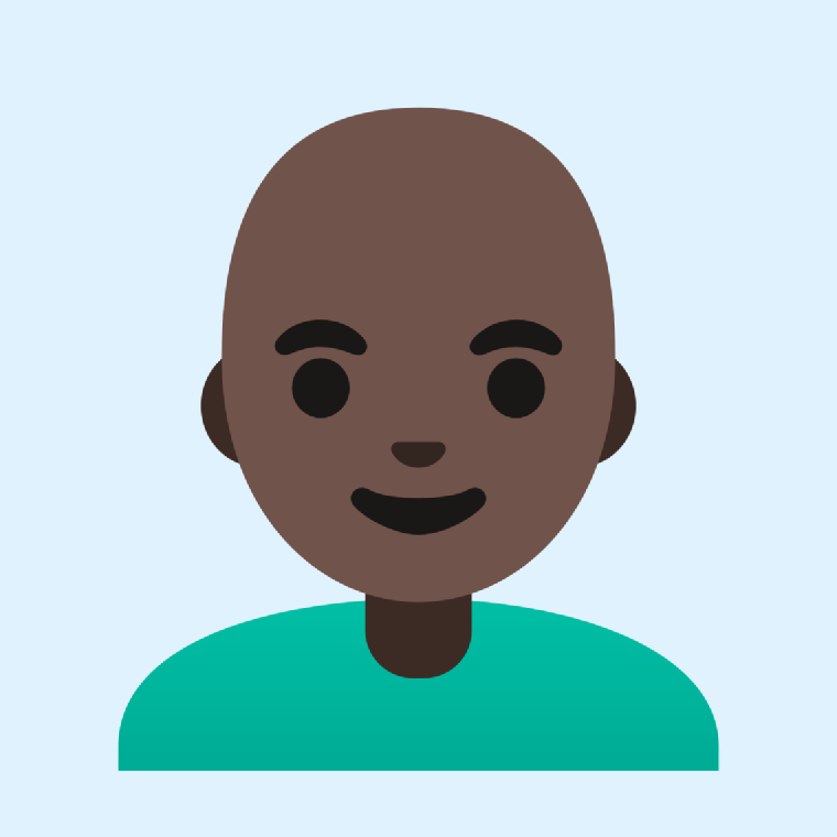 Emoji 👨🏿‍🦲 Man: dark skin tone, bald: Meaning and Details