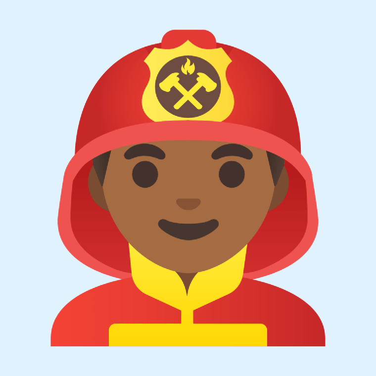 Emoji 👨🏾‍🚒 Man firefighter: medium-dark skin tone: Meaning and Details