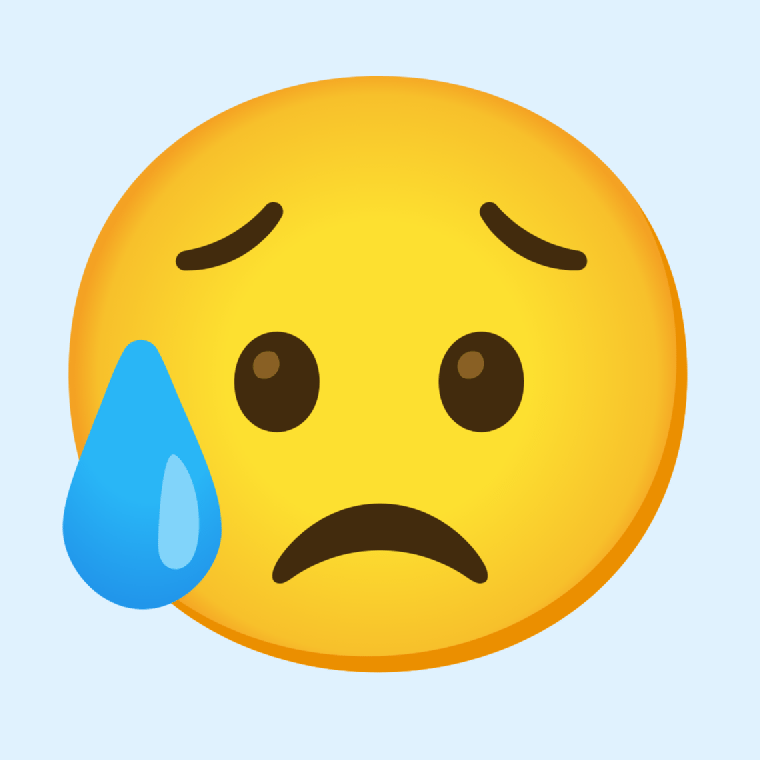 Smiley 😥 Sad but relieved face: Meaning and Details