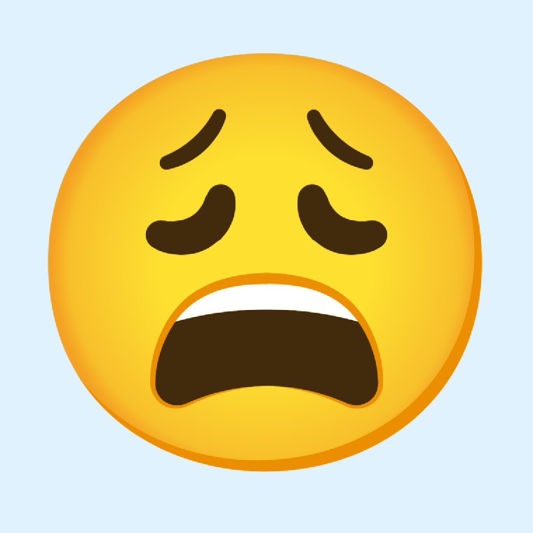 Smiley 😩 Weary face: Meaning and Details